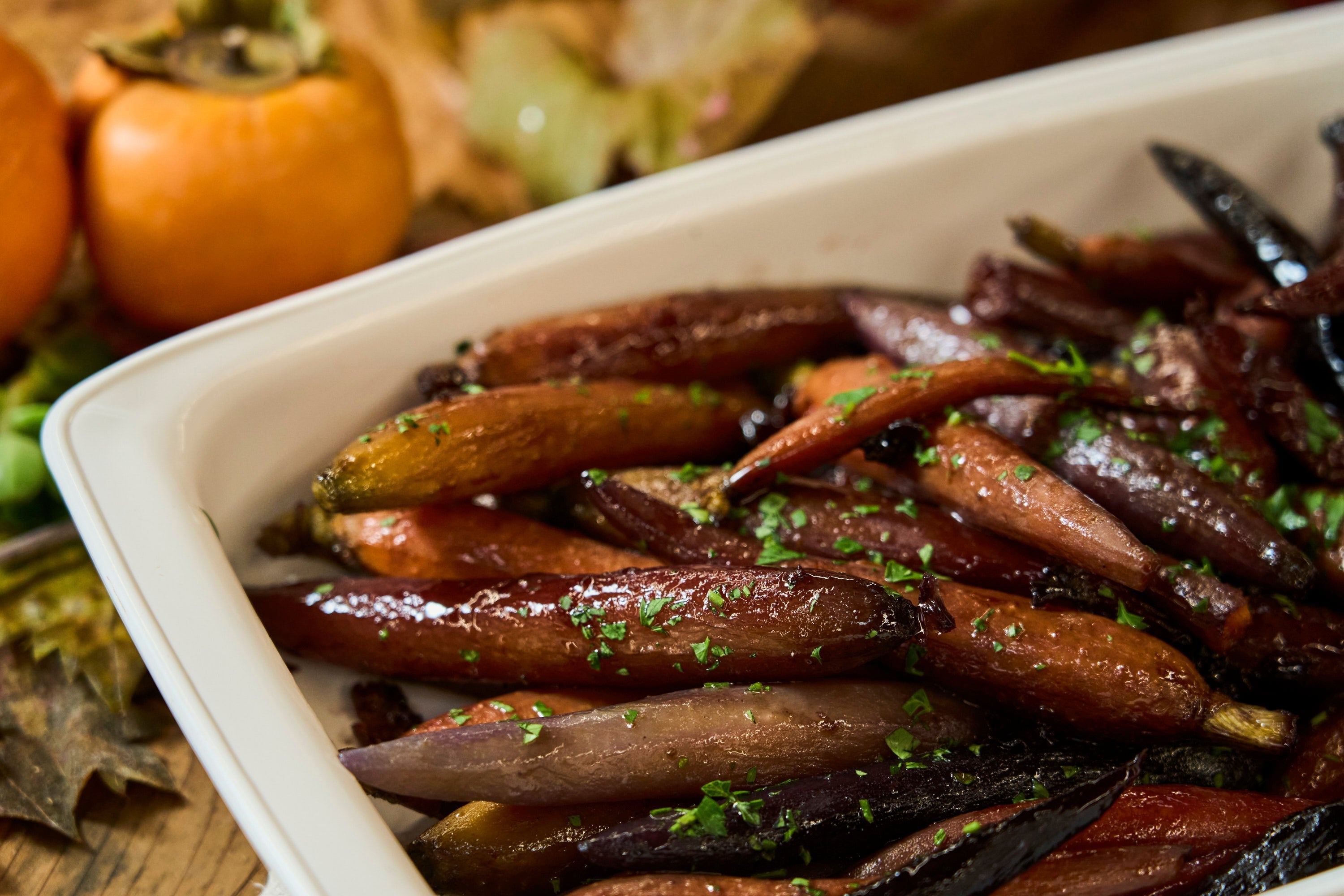 Maple-glazed rainbow carrots – Copper